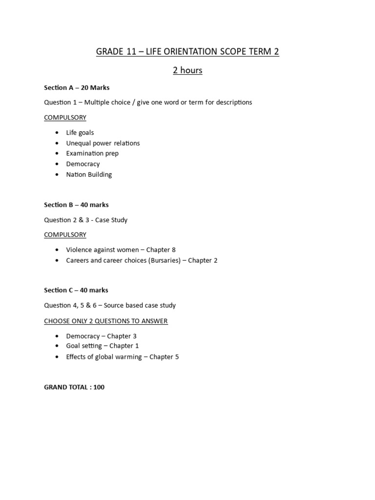 Grade 11 Scope Term 2 | PDF | Social Science