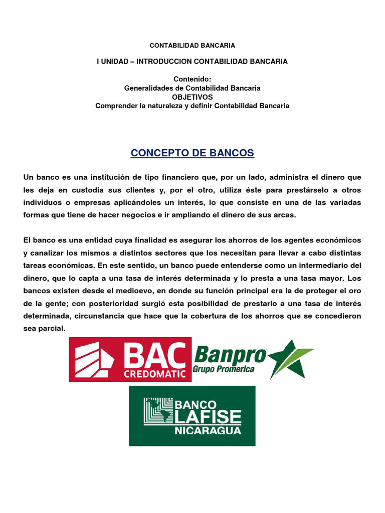 Definición y Funciones de Contabilidad Bancaria | PDF | Bancos | Préstamos