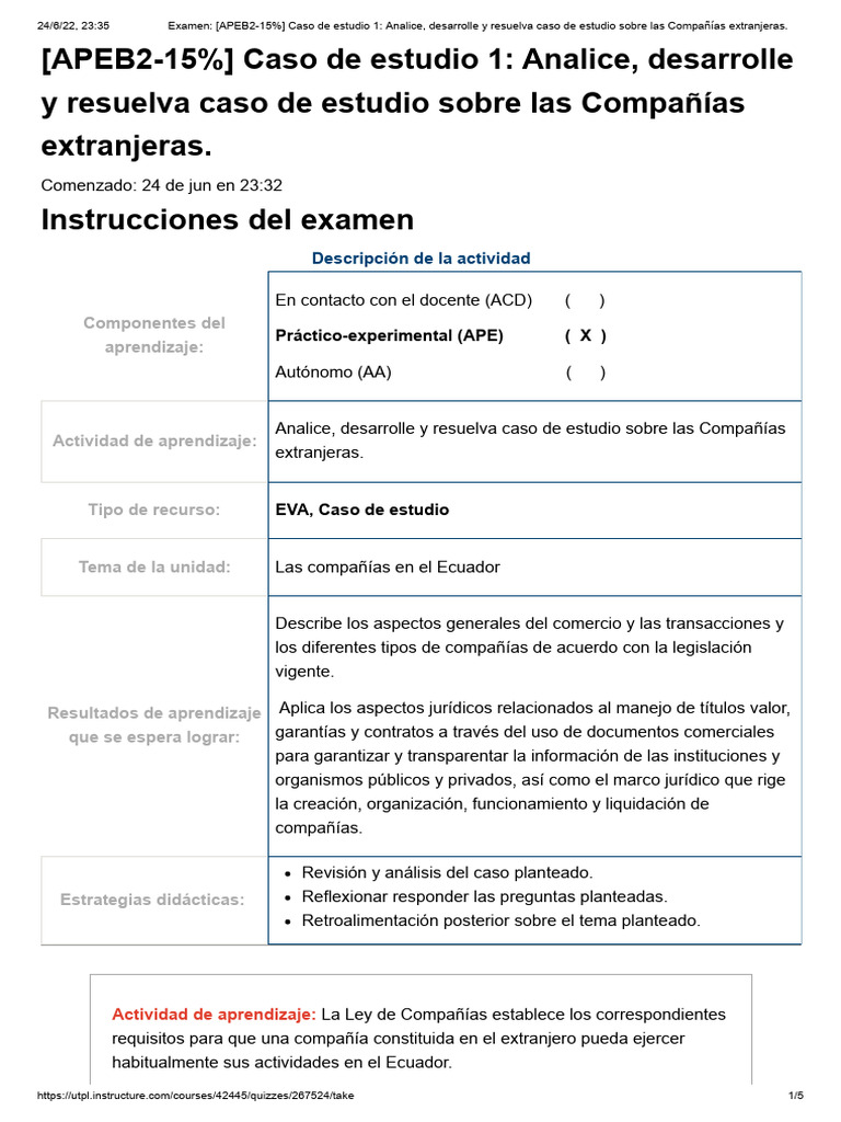 Examen - (APEB2-15%) Caso de Estudio 1 - Analice, Desarrolle y Resuelva Caso de Estudio Sobre ...