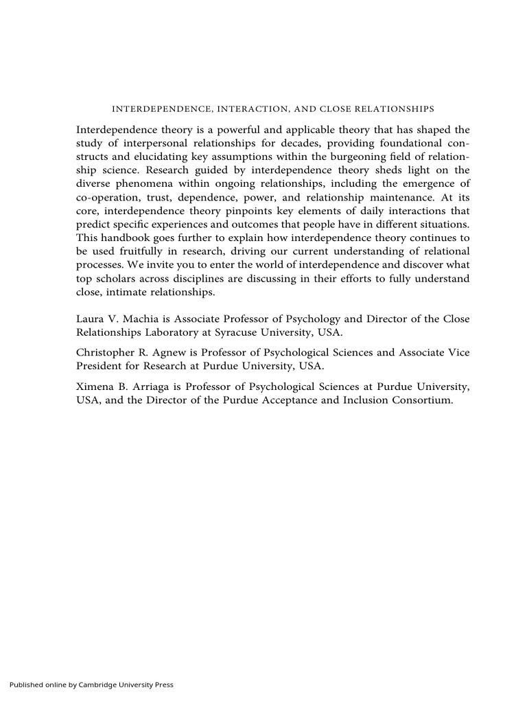 Interdependence, Interaction, and Close Relationships | PDF | Intimate ...