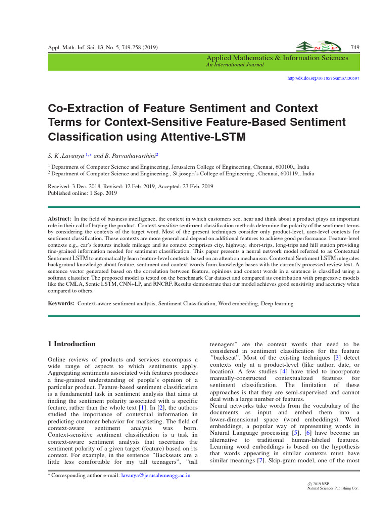 Co-Extraction of Feature Sentiment and Context Terms For Context-Sensitive Feature-Based ...