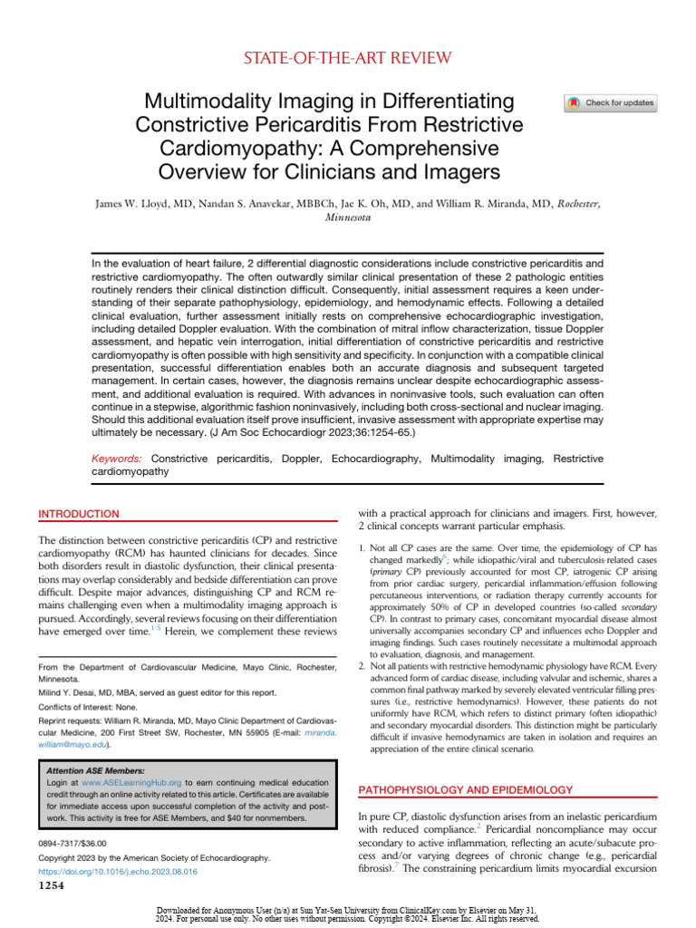 Multimodality Imaging in Differentiating Constrictive Pericarditis From ...