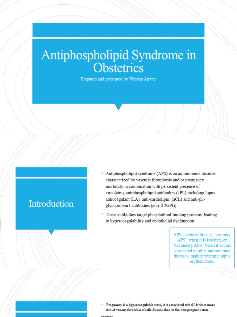Antiphospholipid Syndrome in Pregnancy | PDF | Thrombosis | Blood