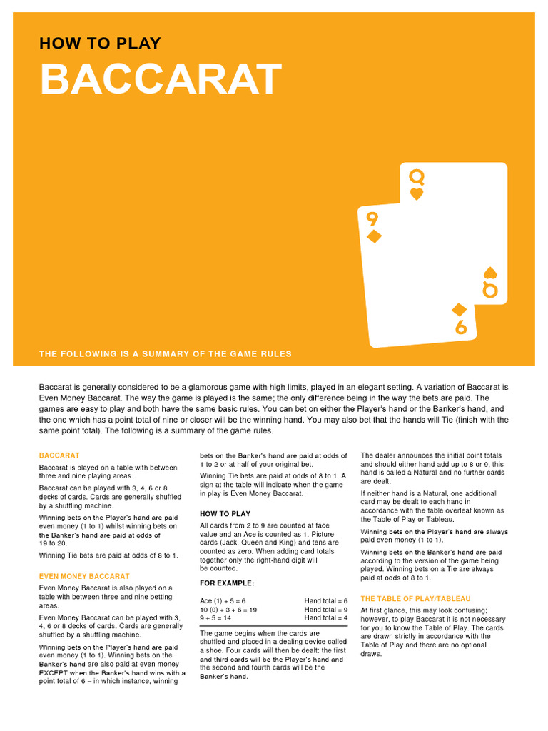 Baccarat Rules | PDF | Games Of Chance | Gaming