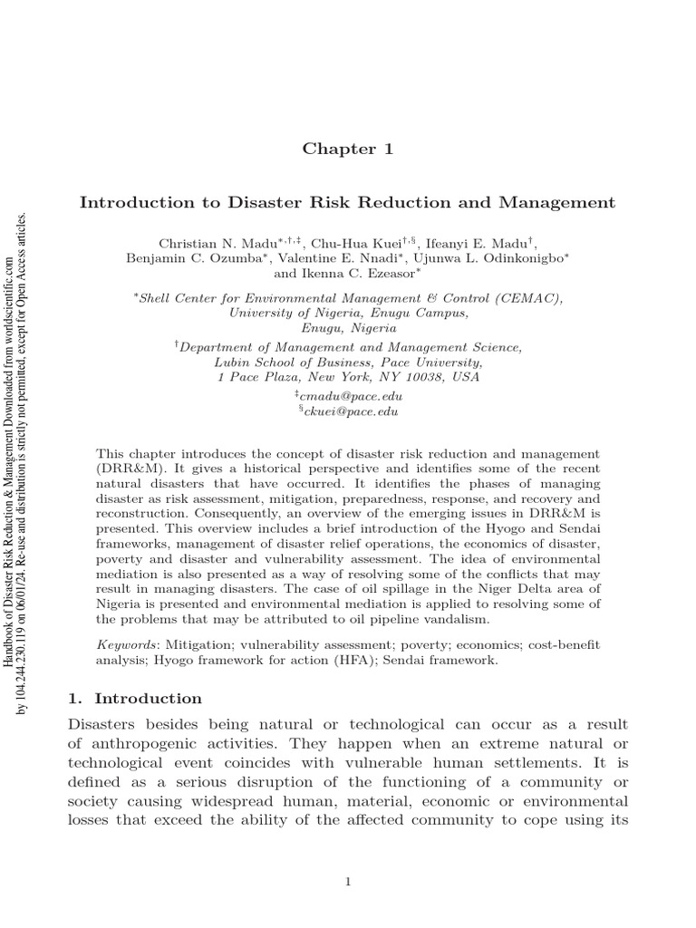 Madu Et Al 2017 Introduction To Disaster Risk Reduction and Management ...