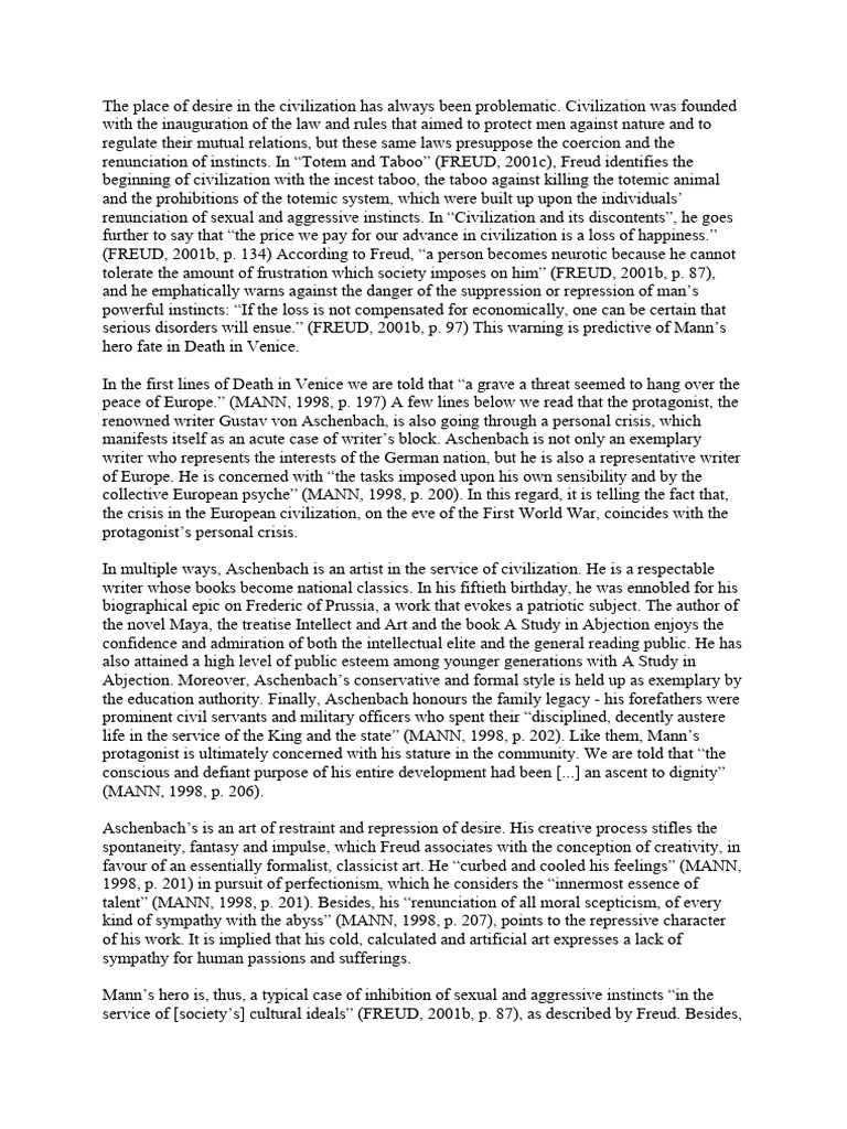 Death in Venice Analysis | PDF | Psychology