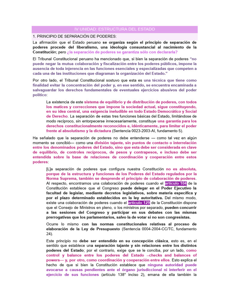 Separación De Poderes Pdf Separación De Poderes Constitución