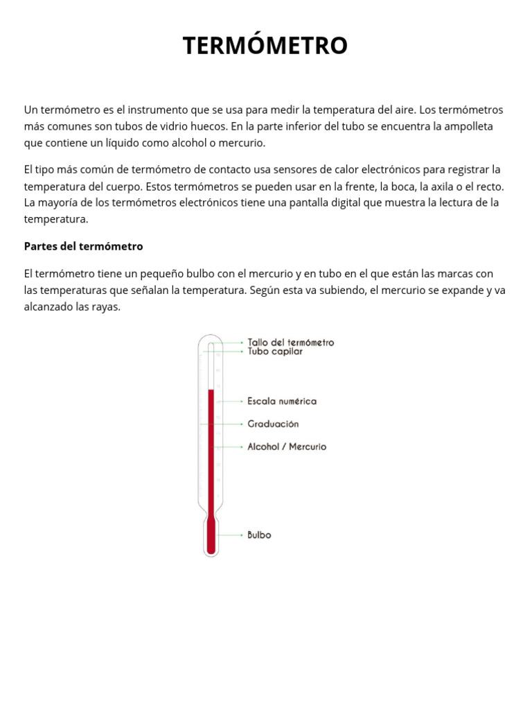 Termometro | PDF | Termómetro | Mercurio (Elemento)