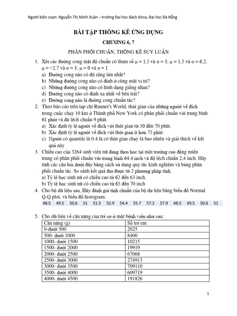 Bai Tap Thong Ke Ung Dung - Chuong 6,7 | PDF