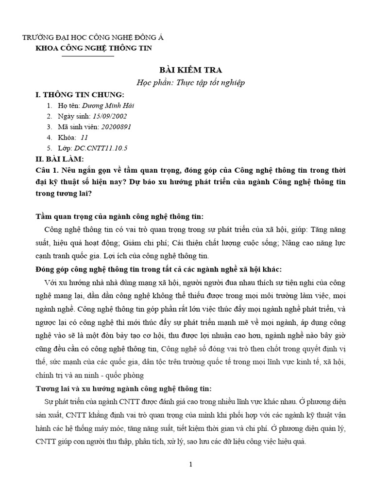 Biểu mẫu bài làm Kiểm tra | PDF