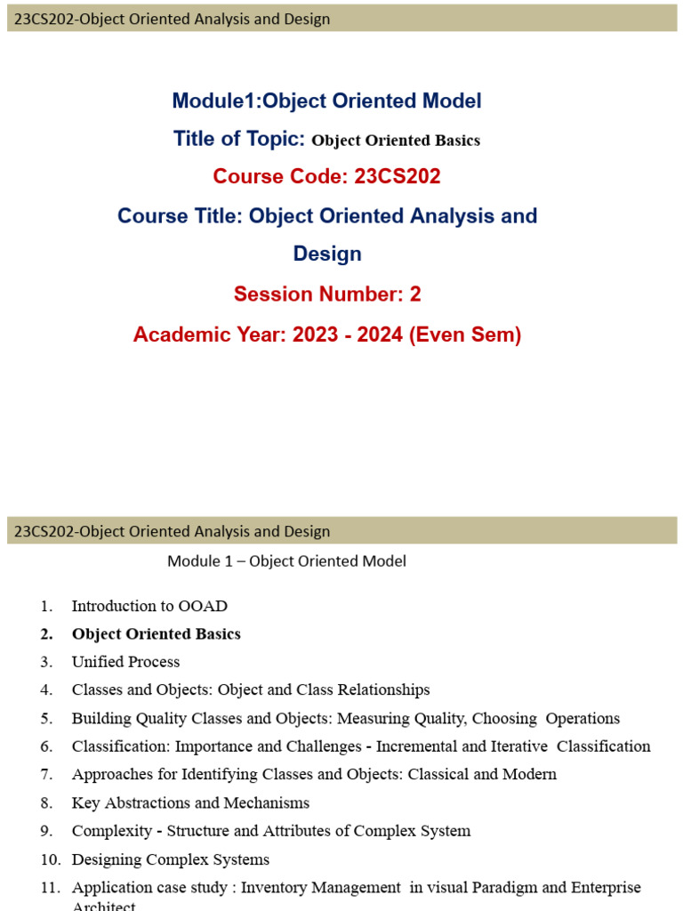 1.2 Object Oriented Basics | PDF | Class (Computer Programming) | Object Oriented Programming
