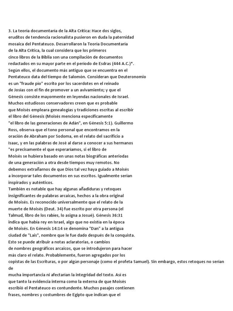 2 Tema 1 (Alta Critica de Pablo Hoff | PDF | Moisés | Libro del Génesis