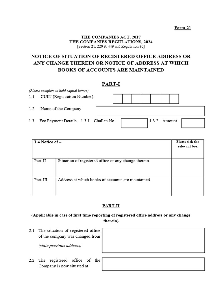 Notice of Registered Office Change Form | PDF