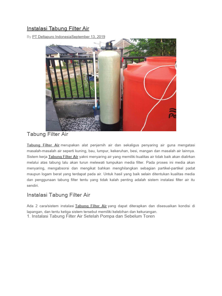 Instalasi Tabung Filter Air Efektif | PDF