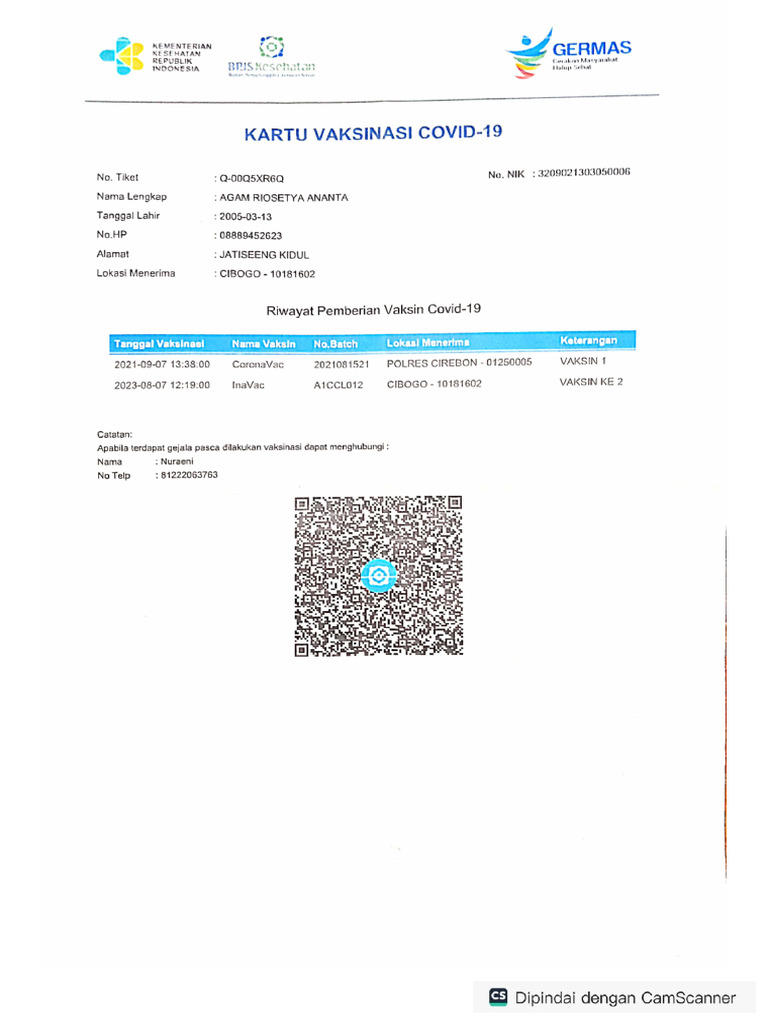 Sertifikat Vaksin 2 Agam | PDF