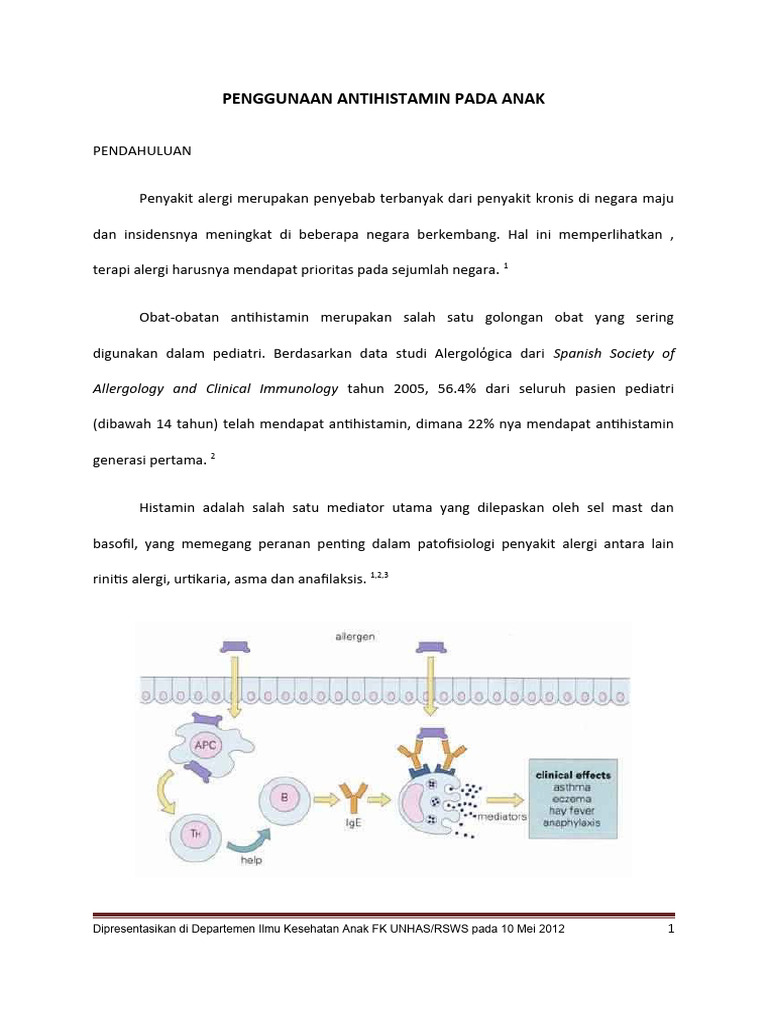 Antihistamin untuk Anak: Mekanisme dan Klasifikasi | PDF | Pengembangan ...