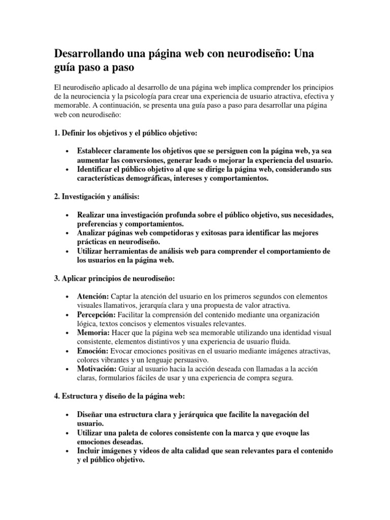 Desarrollando Una Página Web Con Neurodiseño - Una Guía Basica Paso A Paso | PDF | Experiencia ...