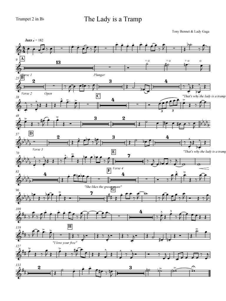 Trumpet Sheet Music: Lady is a Tramp | PDF | Lady Gaga | Dance Pop