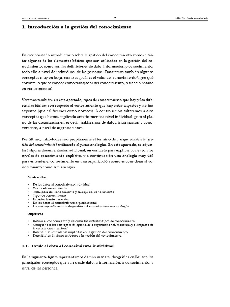 Introduccion A La Gestión Del Conocimiento | PDF | Conocimiento administrativo | Conocimiento