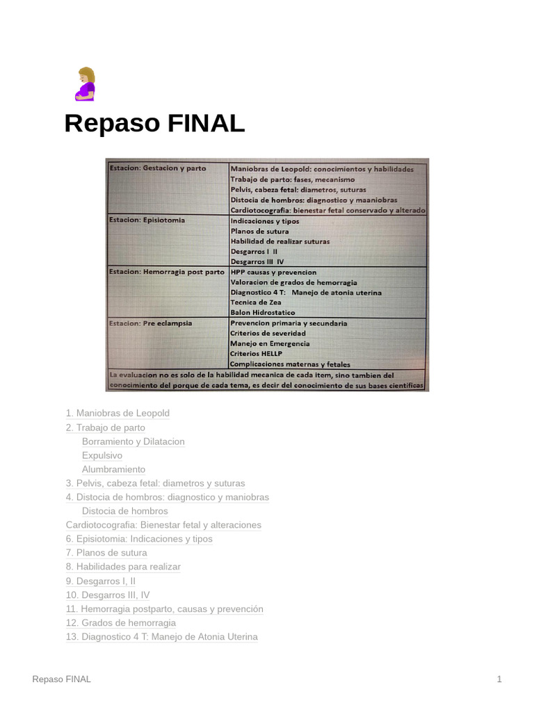 Repaso FINAL Ginecologia | PDF | Parto | Útero
