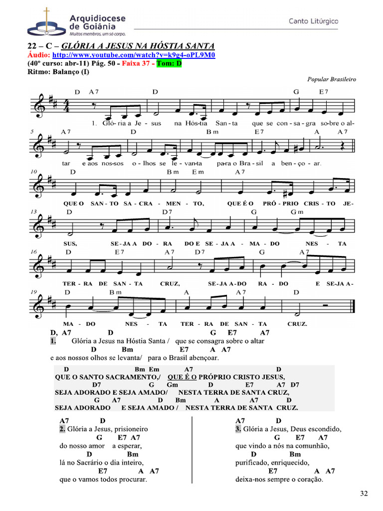 Glória A Jesus Na Hóstia Santa | PDF