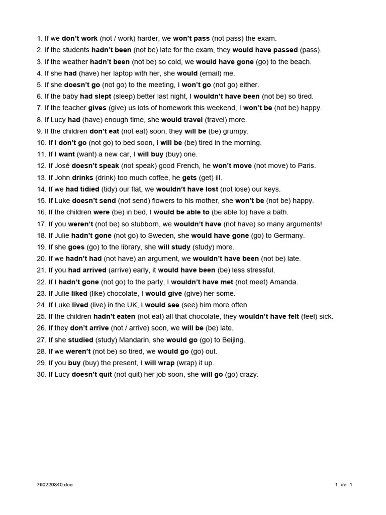 Conditionals Practice II | PDF