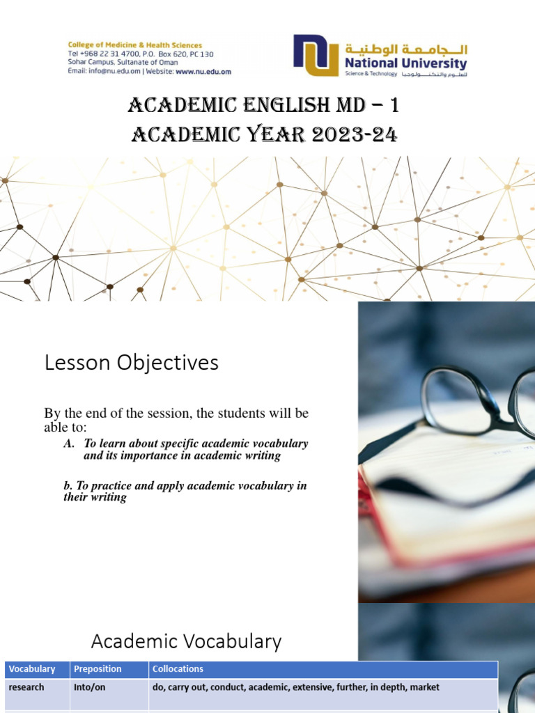 Academic Vocabulary for Writing Skills | PDF | Vocabulary