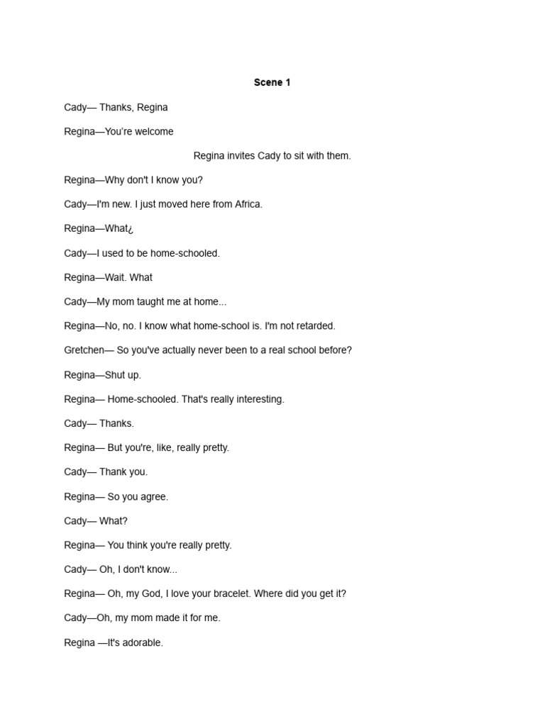 Mean Girls Script Pdf