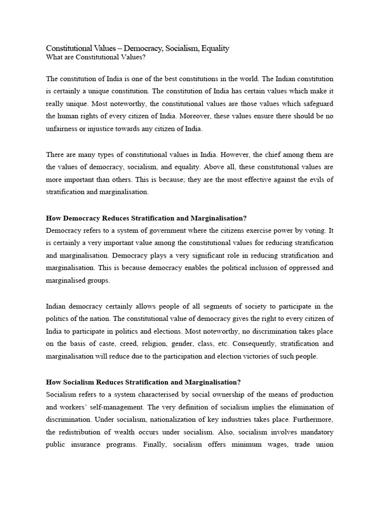 Constitutional Values | Download Free PDF | Social Equality | Social ...
