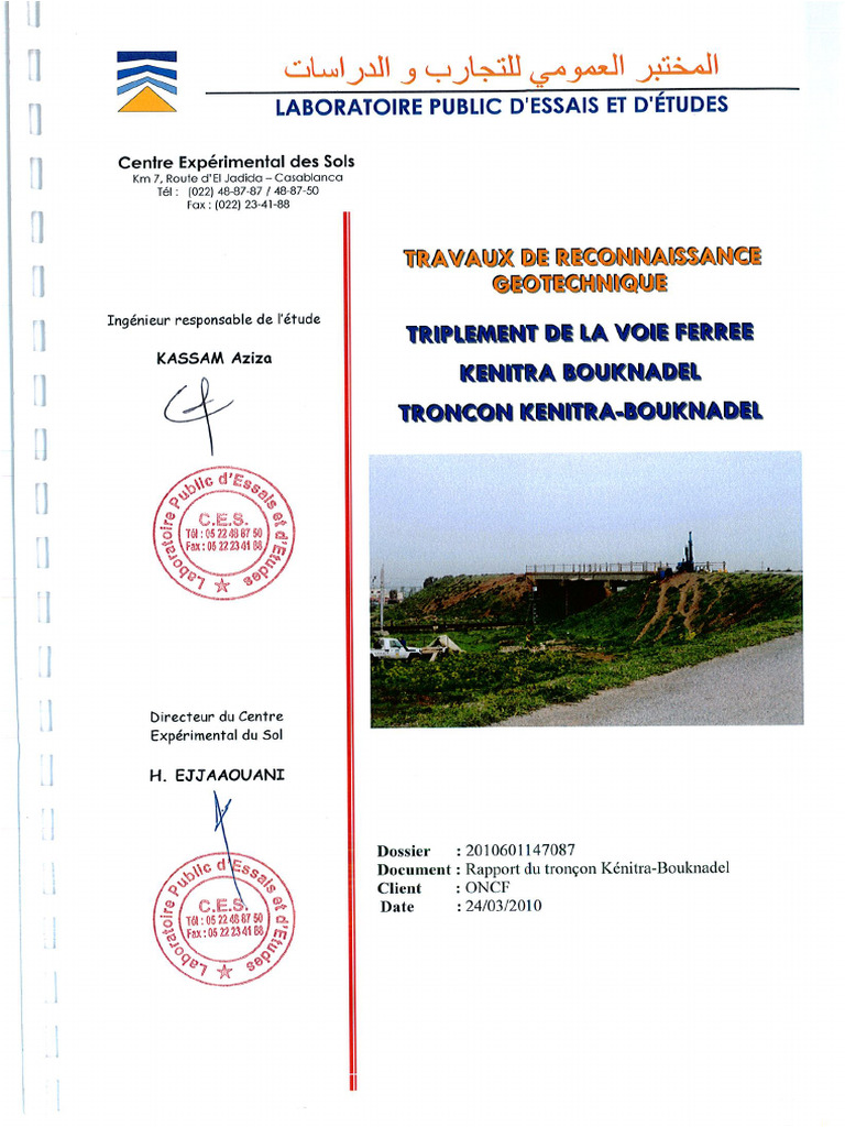 Rapport Du Troncon Kenitra Bouknadel | PDF