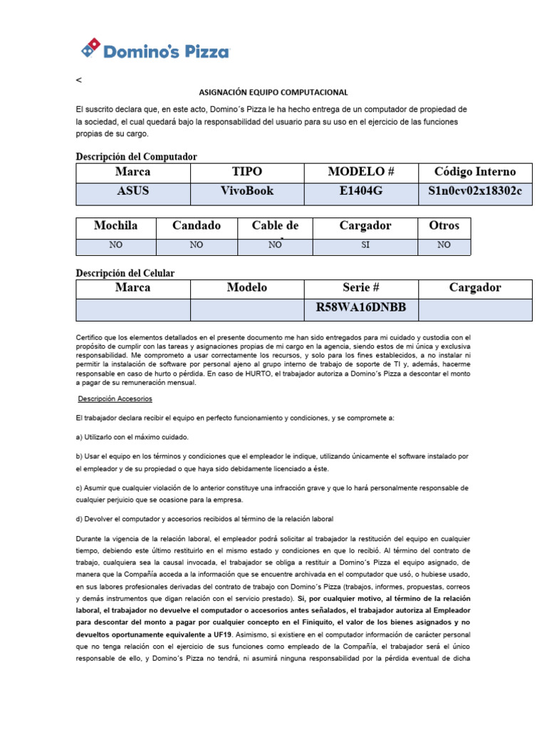Asignación Equipo Jor | PDF