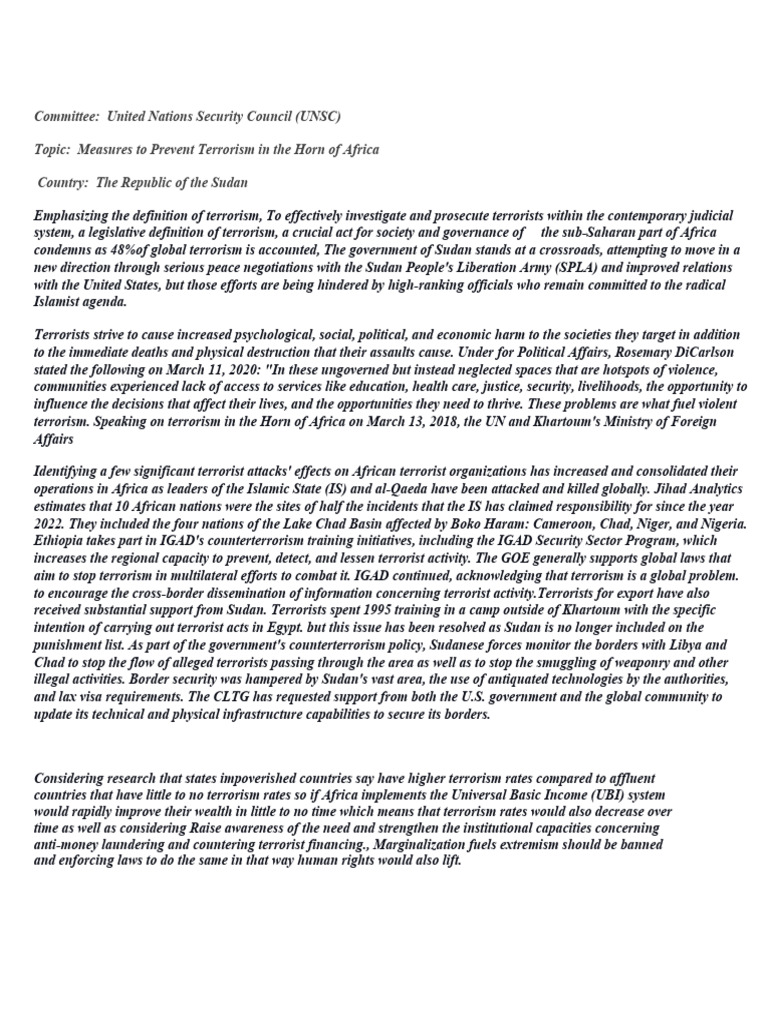 Committee - United Nations Security Council (UNSC) | PDF | Sudan | Africa