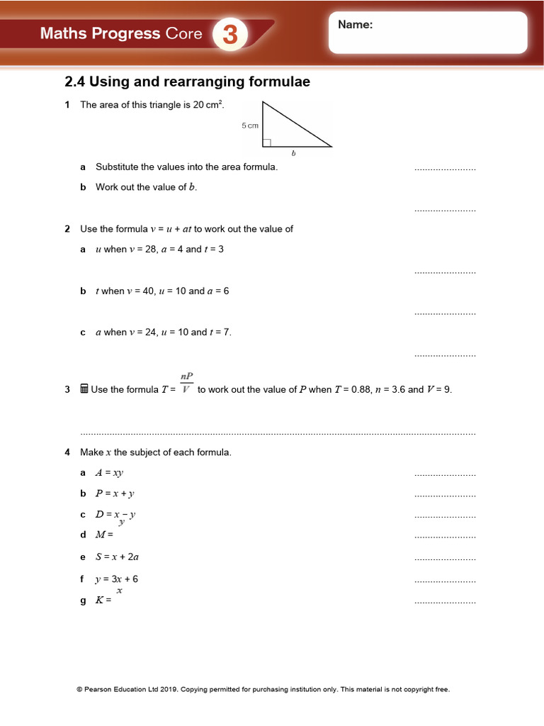 Using and Rearrange Formulae | PDF | Area | Elementary Geometry