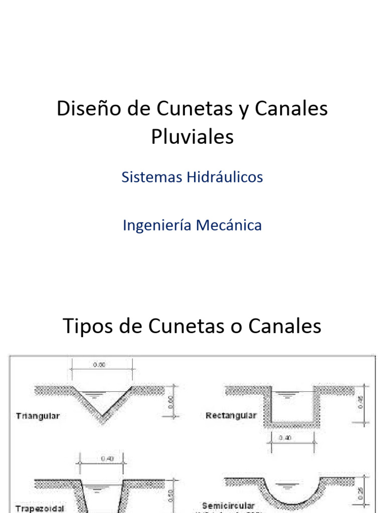 Diseño de Cunetas y Canales Pluviales | PDF | Precipitación ...