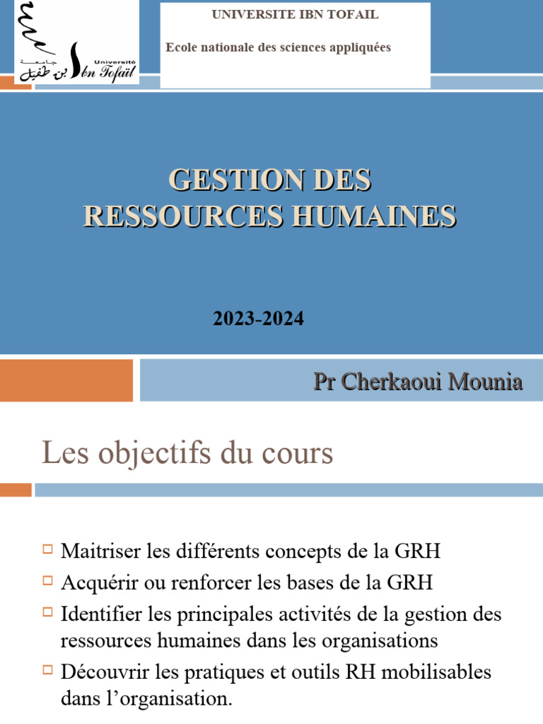 Cours GRH Ensa 2024 | Télécharger gratuitement PDF | Gestion des ressources humaines | Recrutement