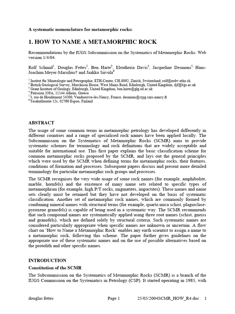 How Name Metamorphic Rocks | PDF | Rock (Geology) | Petrology