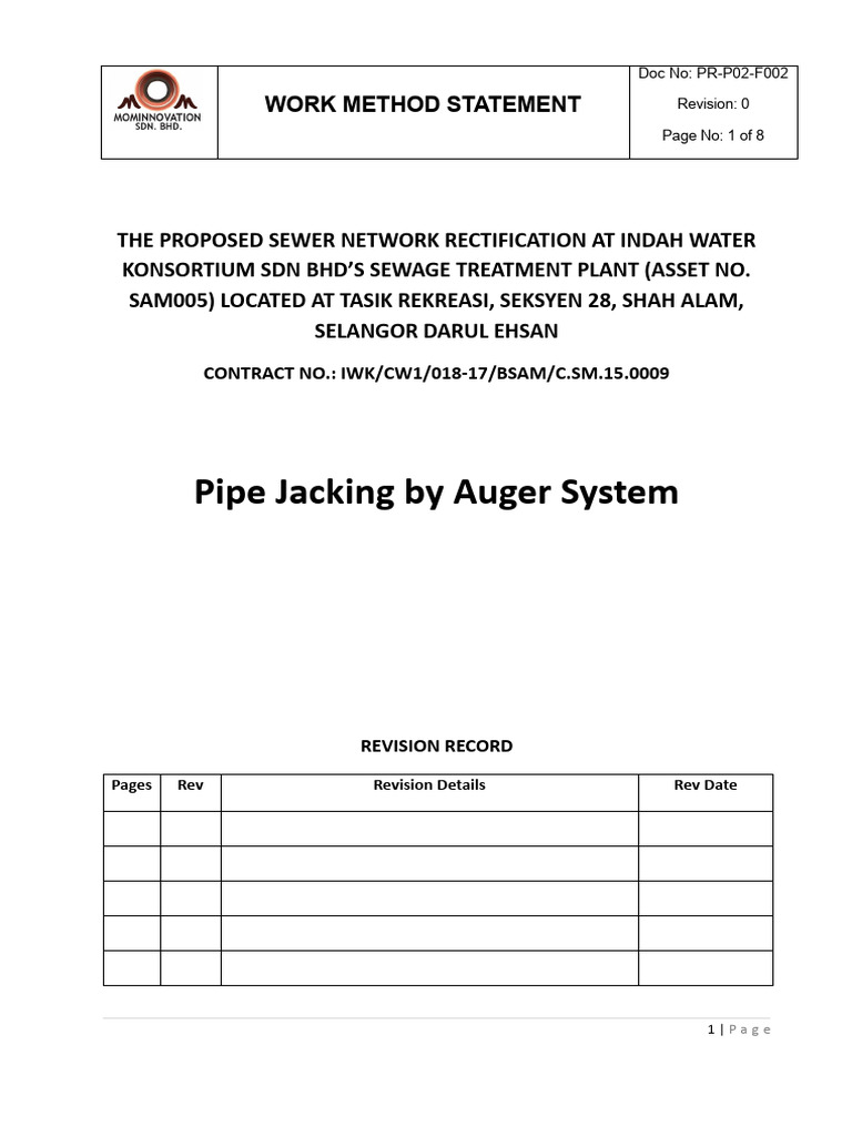 Sewer Network Rectification Method Statement | PDF | Sanitary Sewer | Road