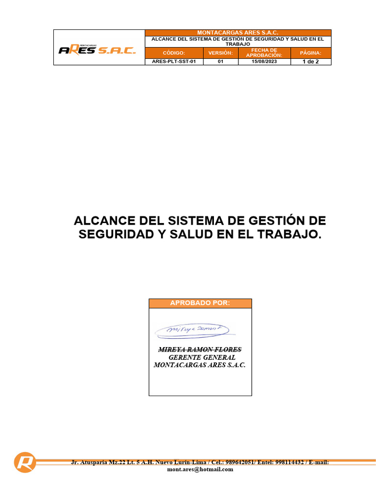 Alcance Del SG-SST | Descargar gratis PDF | Business | Industrias de ...