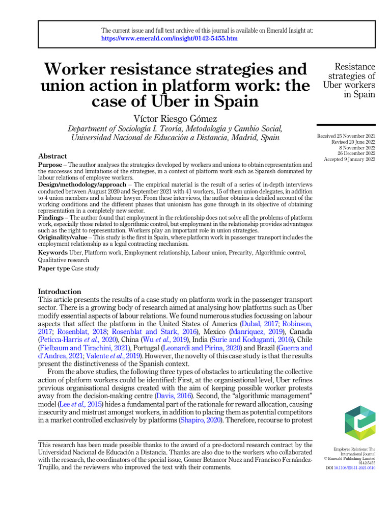 Worker Resistance Strategies and Union Actions | PDF | Labour Economics ...