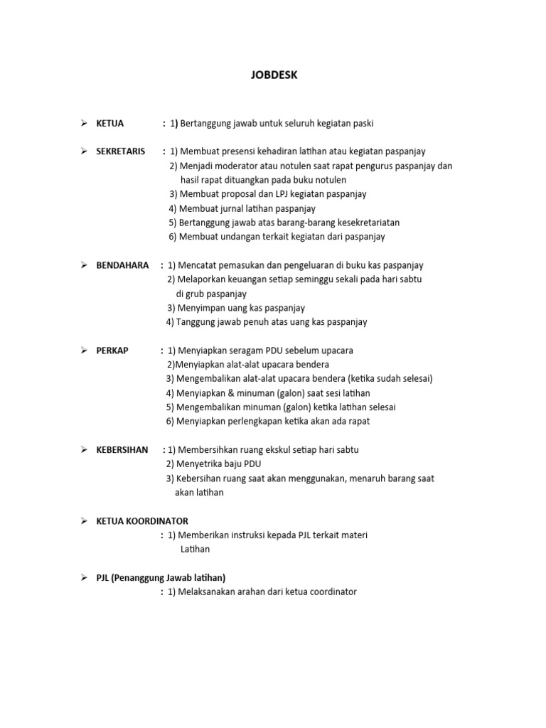 Struktur Paspanjay Jobdes 2024 | PDF