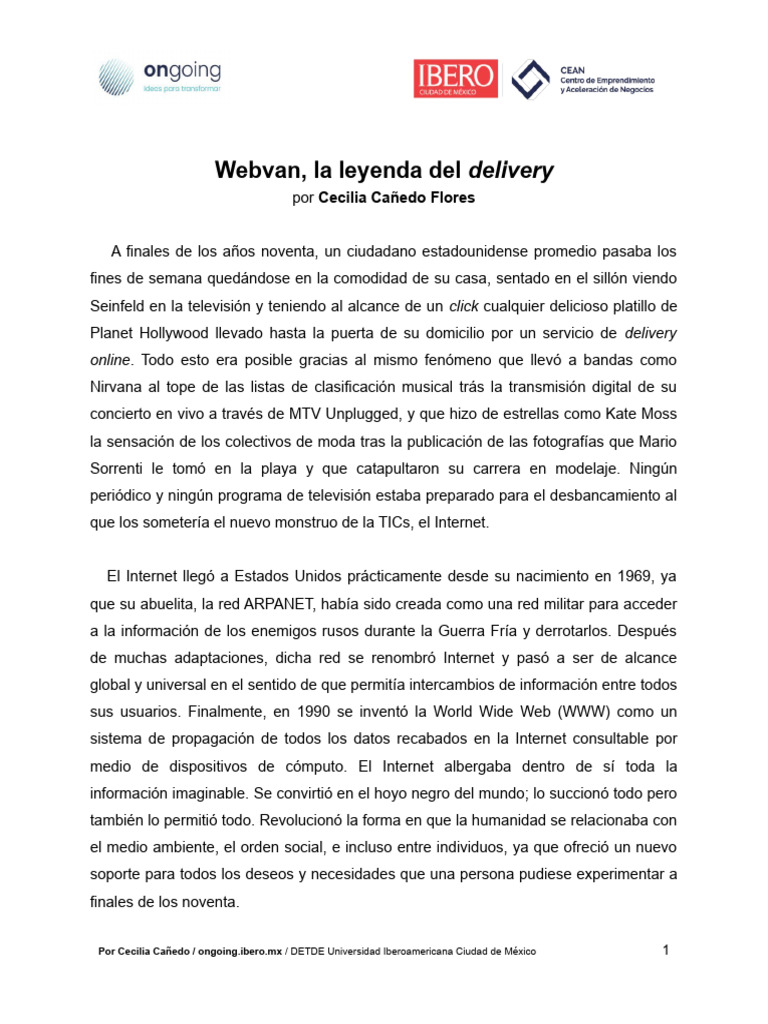 Webvan: Auge y Caída del Delivery Online | PDF | Walmart | Internet