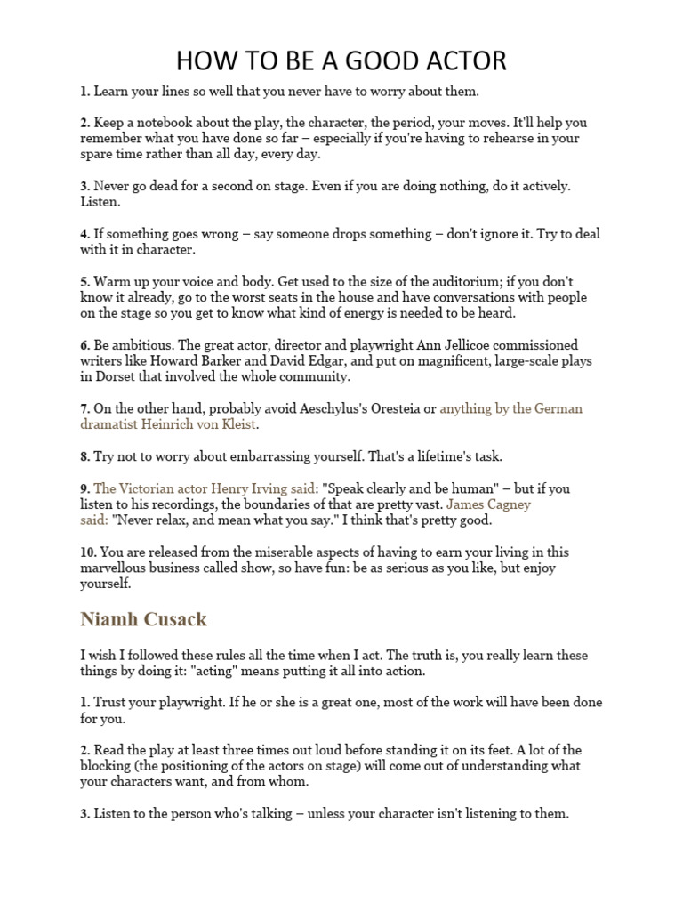 Acting Notes 1 | PDF | Language Arts & Discipline