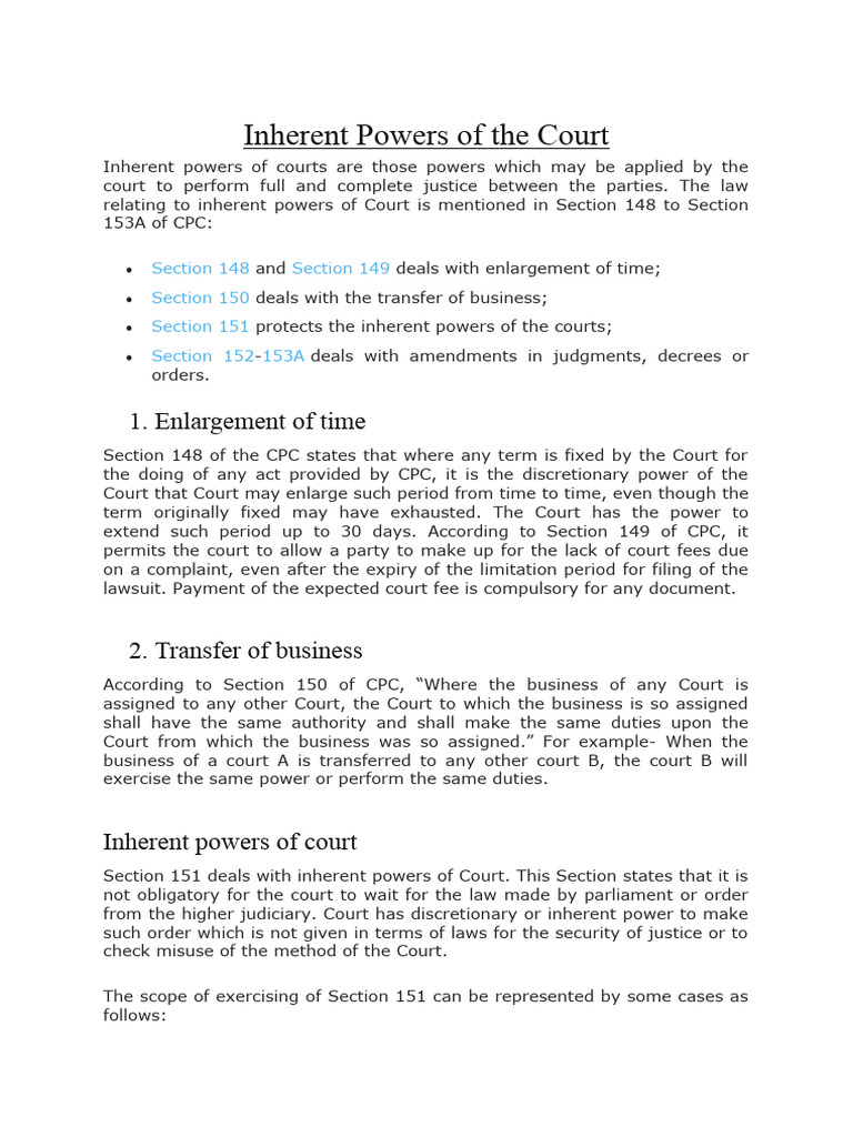 Inherent Powers of Courts in CPC | PDF | Judgment (Law) | Lawsuit