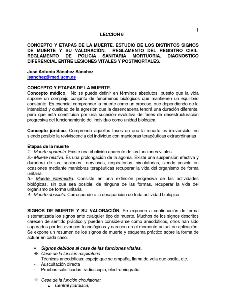Signos y etapas de la muerte médica | PDF | Muerte | Corazón