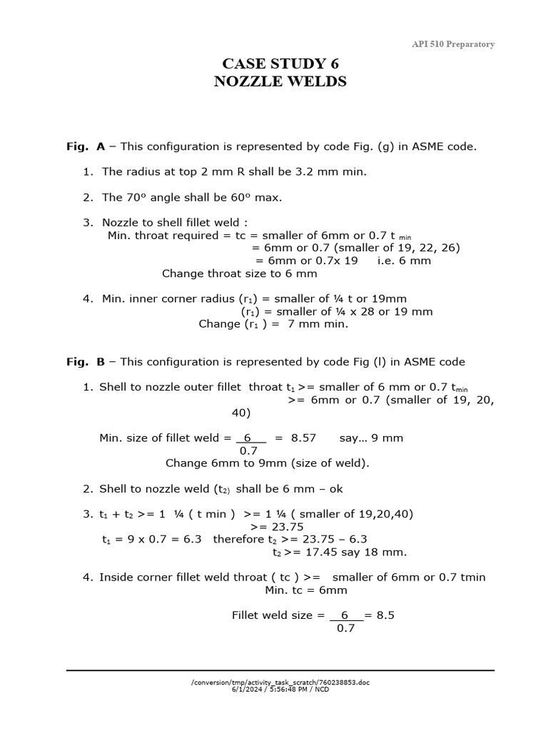 Case Study 6 Nozzle Welds | PDF | Teaching Methods & Materials