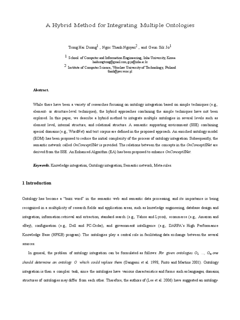 A Hybrid Method For Integrating Multiple | PDF | Ontology (Information ...