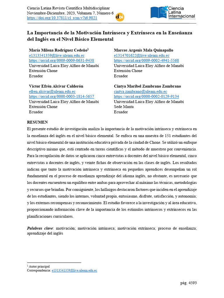 La Importancia de La Motivacion Intrinseca y Extri | PDF | Motivacional | Motivación