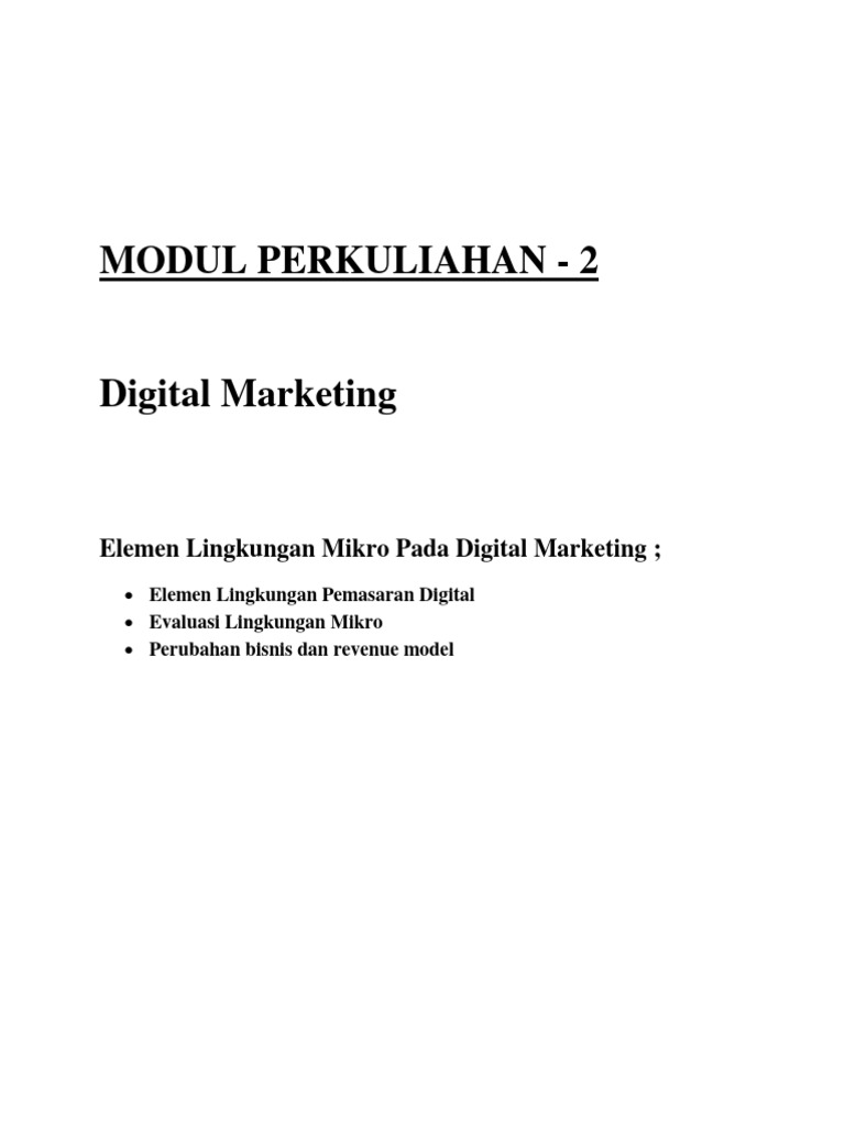 Modul 2 - Digital Marketing - Elemen Lingkungan Mikro Pada Digital ...
