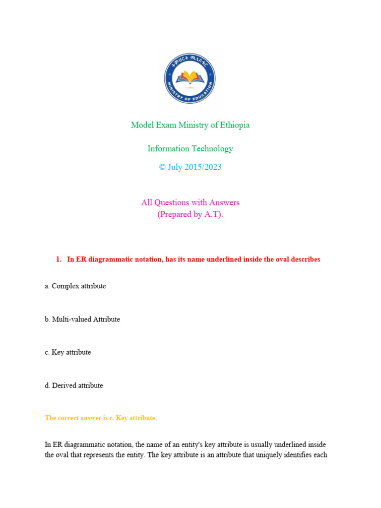 IT Model Exam With Brief Answers | PDF | Internet Protocol Suite | Network Switch