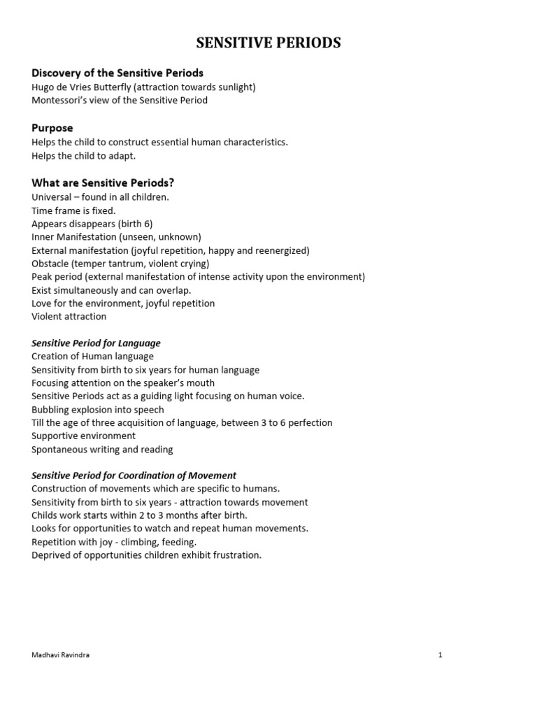 Sensitive Periods | PDF | Senses | Perception